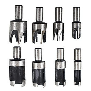 Wood Plug Cutter Carbon Steel Straight and Taper Claw Drill Bit Set 8Pcs Fit for Woodworking Hole Saw Cutting 6mm 10mm 13mm 16mm