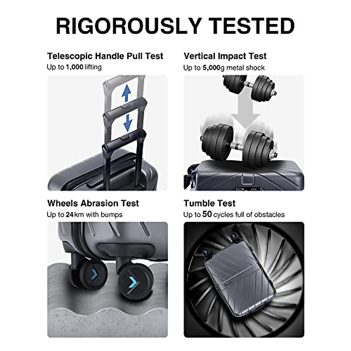 BAGSMART Carry On Luggage 22x14x9 Airline Approved, 1OO% PC Lightweight Carry On Hardside Suitcase, 20 Inch Hard Shell Luggage with Spinner Wheels, Waterproof Rolling Suitcase, Silver Gray