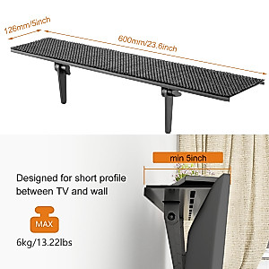 Bracwiser No Drill TV Top Shelf 24 inch Wide Monitor Top Mounting Bracket Platform Holds Speaker, AV Receiver, Media Box, Game Console and More