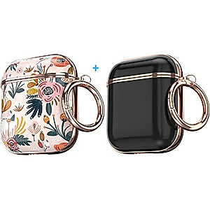 Maxjoy Compatible AirPod Case Cover, Cute Air Pod 2 Hard Shell for Women with Keychain Protective Air Pod 2nd 1st Generation Cover