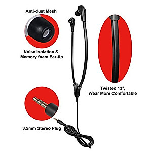 SIMOLIO Wired Noise Isolating Stethoscope Headset with Soft Eartips,Replacement Under-Chin Earphone for Wireless TV Speaker SM-621 SM-621D for Quiet TV Listen