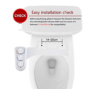 ABHQP - Dual Nozzle Hot and Cold Bidet- Self Cleaning Hot and Cold Water Bidet Non-Electric Mechanical Bidet Toilet Attachment - with Temperature (Silver)