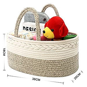 Celesto Baby Diaper Caddy Organizer – Nursery Storage Bin - Car Organizer for Diapers - Changing Table Organizer Basket - Shower storage Gift - Cotton Canvas Portable Diaper Storage Basket (Beige)