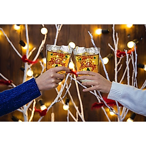 Bisyata christmas Shot Glass Gift Set -Happy Holidays- Glasses Drinkware or Votive Candle Holder for Thanksgiving or christmas Table Decoration - 2oz Set of 6 - With Gift Box