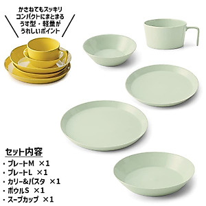 TAMAKI Luonto T-947746 5-Piece Set, Tyvas Blue Plate, Color Dish, Pasta Plate, Bowl, Soup Cup