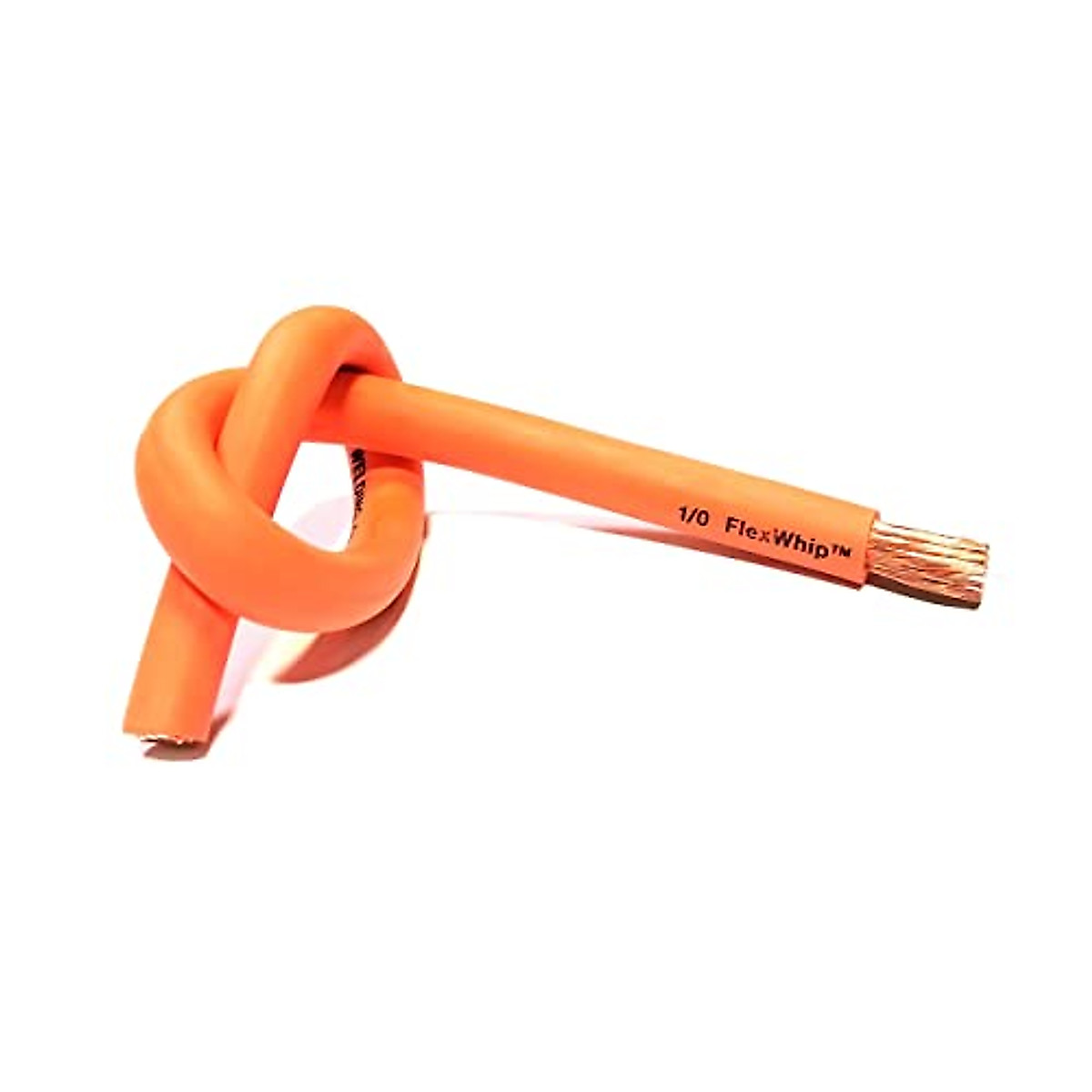 Battery Cable Pure Copper Orange Flex Whip Power Wire 1/0 or 2/0 Gauge AWG (2/0 Flex Whip(450A) 50 FT)