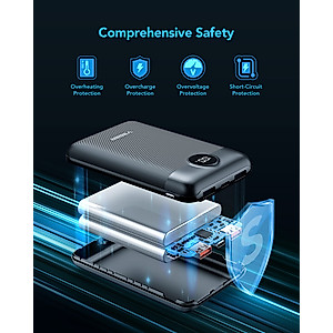 VEGER 20000mAh Mini Quick Charge Power Bank 20W PD 18W QC 3.0 USB C Battery Pack with LED Display 3 Outputs 2 Inputs Compatible with iPhone 13/12/11, Samsung,Tablet and More (Black) (20000mAh)