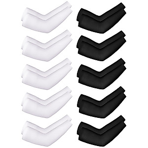Boao 10 Pairs Cooling Sun Sleeves UV Protection Arm Sleeves Arm Cover Sleeve for Men Women (,)