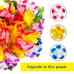FreshDear 15 Counts Hawaiian Leis Flower, Leis Necklace Hawaiian For Adults luau Party Supplies, Summer Beach Vacation,Theme Party Decorations, Birthday, Graduation,Wedding.