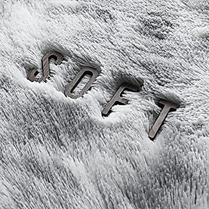 Hutha 4x6 Large Area Rugs for Living Room, Super Soft Fluffy Modern Bedroom Rug, Tie-Dyed Light Grey Indoor Shag Fuzzy Carpets for Girls Kids Nursery Room Home Decor