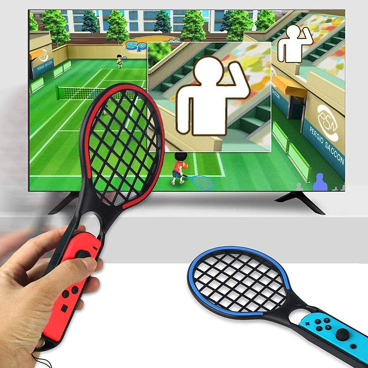 Switch Tennis Racket for Mario Tennis Aces, Twin Pack Nintendo Switch Joy-Con Controller for Tennis World Tour Game Accessories, Realistic Experience as Gifts for Kids and Adults