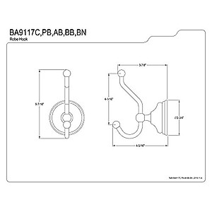 Kingston Brass BA9117BB Water Onyx Robe Hook, Brushed Brass