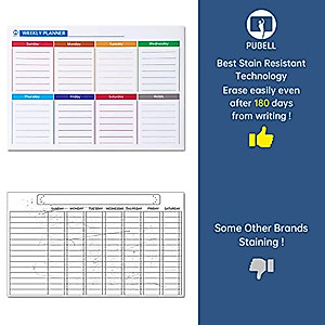 White Board Calendar Dry Erase - Monthly Calendar Whiteboard for Fridge, Weekly Magnetic Calendar for Refrigerator, Grocery List Magnet Pad for Family Planner Kitchen Schedule Board
