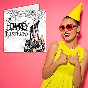 Funny Birthday Cards for Men & Women - Wednesday Addams - Happy Birthday Card for Friends Brother Sister Uncle Auntie Dad Mom Son Daughter 5.7 x 5.7 Inch Joke Humour Greeting Cards