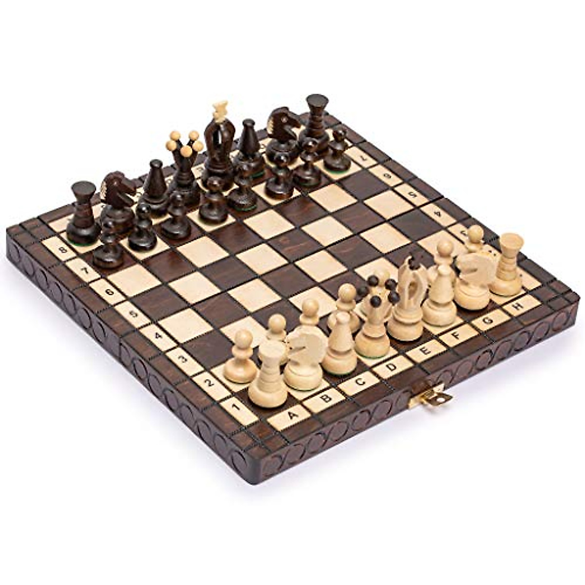 Husaria European International Chess Wooden Game Set, King's Classic - 18-Inch Large Size Chess Set - Folding Board with Felt Bottom Chessmen