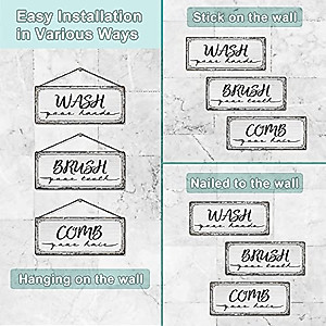 Farmhouse Bathroom Signs Decor 3PCS, PVC Made Waterproof Bathroom Art Wall Decor, Duplex Printed Rustic Home Decor Farmhouse Signs, Fade-resistant Restroom Decor Bathroom Rule Sign, 5X12 Inches, White