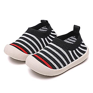 Walking Shoes for Babies Non Slip First Walkers 6 9 12 18 24 Months 1 2 3 4 Years Toddler Boots Girls (Black, 9 Toddler)