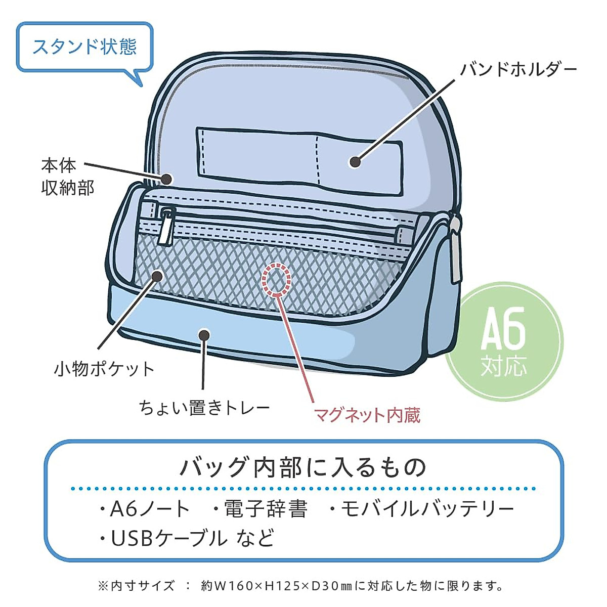 ソニック(Sonic) Sonic Utlim Sma-Sta Ash Wide Mobile Standing Case, Workspace Bag, Converts Into Stand for Smartphone, Stationery, Tech Accessories, Makeup Brush Holder, and More, UT-8655-B, Blue