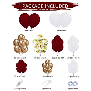 Graduation Party Decorations Maroon Gold 2024/Burgundy Gold Graduation Decorations/Maroon Gold Balloons/131pcs Maroon Birthday Party Decorations Women Fall Bridal Shower Decorations/Maroon Wedding