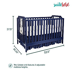 Suite Bebe Celeste 3 in 1 Convertible Island Crib Wood and Acrylic, Navy Blue