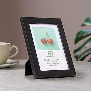 The Display Guys - Square Profile Wooden Picture Frame with Tempered Glass - 5" x 7" matted to 4" x 6" – 6 Pack – Black