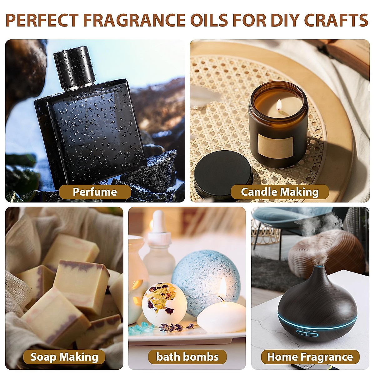 FUHITIM Fragrance Oil Gentlemen's Set, Scented Oil for Candle Scents for Candle Making, Soap Making Scents, Diffuser Oils Scents | Leather, Sweet Tobacco, Teakwood, Bay Rum, Cedar, Sandalwood (6*10ML)