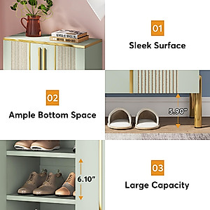 Tribesigns Shoe Cabinet with Doors, 6-Tier Shoe Storage Cabinet with Adjustable Shelves, Wooden Shoes Rack Shoe Storage Organizer for Entryway, Hallway, Closet, Living Room, Light Green