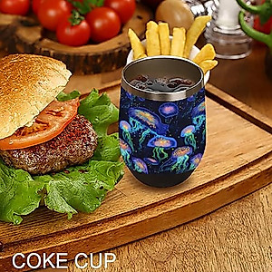 Glowing Up Jelly Fish Funny Wine Tumbler 12 Oz Stainless Steel Insulated Mug Double Wall Water Cup with Lid