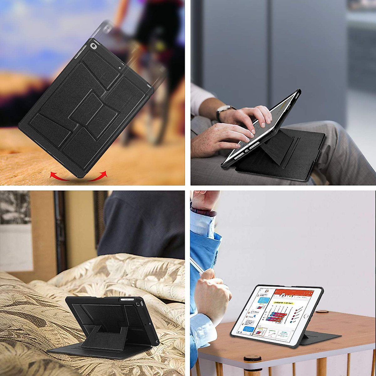 Fintie Magnetic Stand Case for iPad 6th / 5th Generation (2018/2017), iPad Air 2 / Air 1 (9.7 Inch) - [Multiple Secure Angles] Shockproof Rugged Soft TPU Back Cover, Auto Wake/Sleep, Black