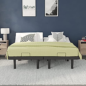 EMMA + OLIVER Irving Adjustable Bed Base - Black Upholstered Frame - Independent Head & Foot Incline - Split King - Adjustable Height Legs - Wireless Remote Control