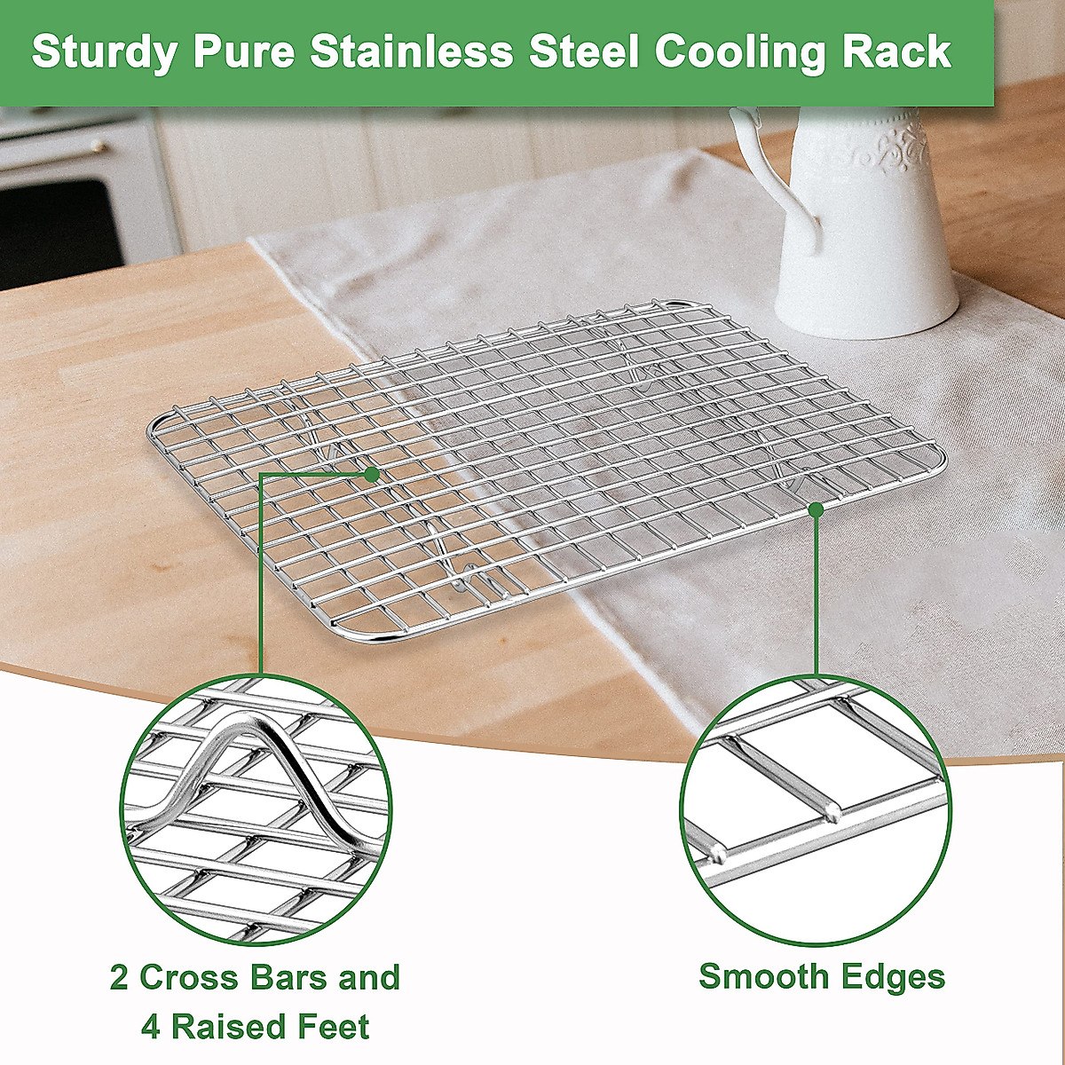 Homikit 2 Pack Wire Baking Rack, Stainless Steel 12" x 9" Bake Grill Rack for Cooking Roasting Grilling, Mesh Cooling Rack for Cookie Cake Bacon Meat Resting, Oven & Dishwasher Safe