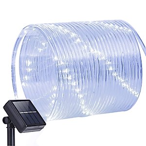 Oak Leaf Outdoor Solar String Lights, 41 Feet Solar Rope Lights 100LED Outdoor Lighting Rope, Waterproof Copper Wire Tube Lights with Solar Panel for Outdoor Indoor Home Garden Patio Parties