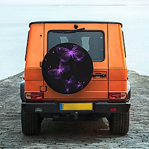 Purple Butterfly Spare Tire Cover Wheel Protectors Universal Dust-Proof Waterproof Fit for Trailer Rv SUV Truck Camper Travel Trailer 16 inch