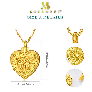 SOULMEET Gold Plated Dream Butterfly Cremation Jewelry for Ashes, Heart Butterfly Urn Necklace That Holds Human Dog Cat Ashes, Carry Memorial Jewelry to Keep Someone Always with You
