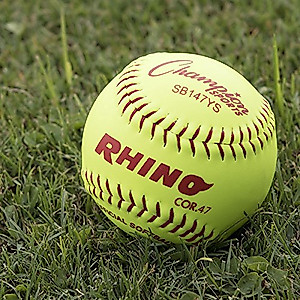 Champion Sports 11" Syntex Leather Cover Softballs - Poly Core - Medium Compression - NFHS Approved - Raised Seams - Optic Yellow - Pack of 12