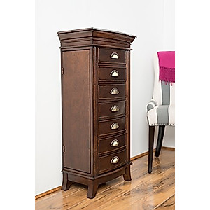 Hives and Honey Alexa Jewelry Armoire, Large, WALNUT & Earring Tray Inserts (4 Pack) Jewelry Storage, Sand (9006-905)