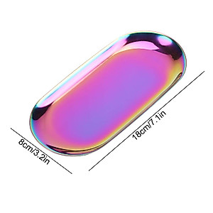 Fdit Nordic Style Storage Tray Cosmetics Jewelry Stainless Steel Cake Plate for Home Kitchen(Rainbow L)