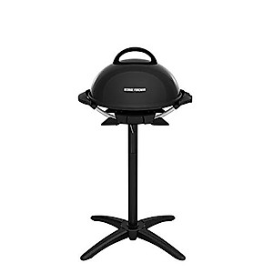 George Foreman Indoor/Outdoor Electric Grill, 15-Serving, black & GFA0240RDCG Round Grill Cover, Gray