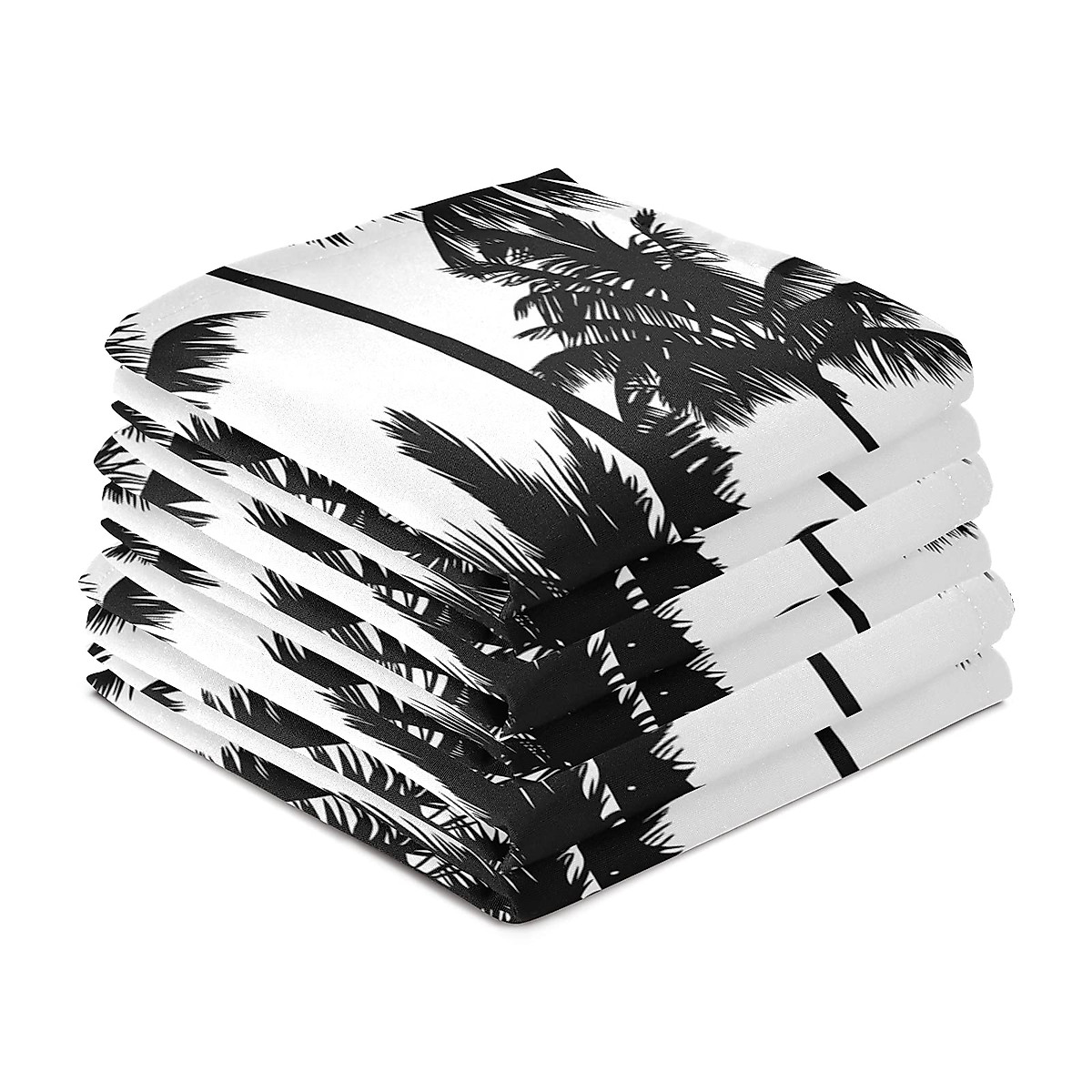 ALAZA Tropical Black Palm Tree White Decorative Kitchen Dish Towels Set of 4,Soft and Absorbent Kitchen Hand Towels Home Cleaning Towels Dishcloths,18 x 28 Inch