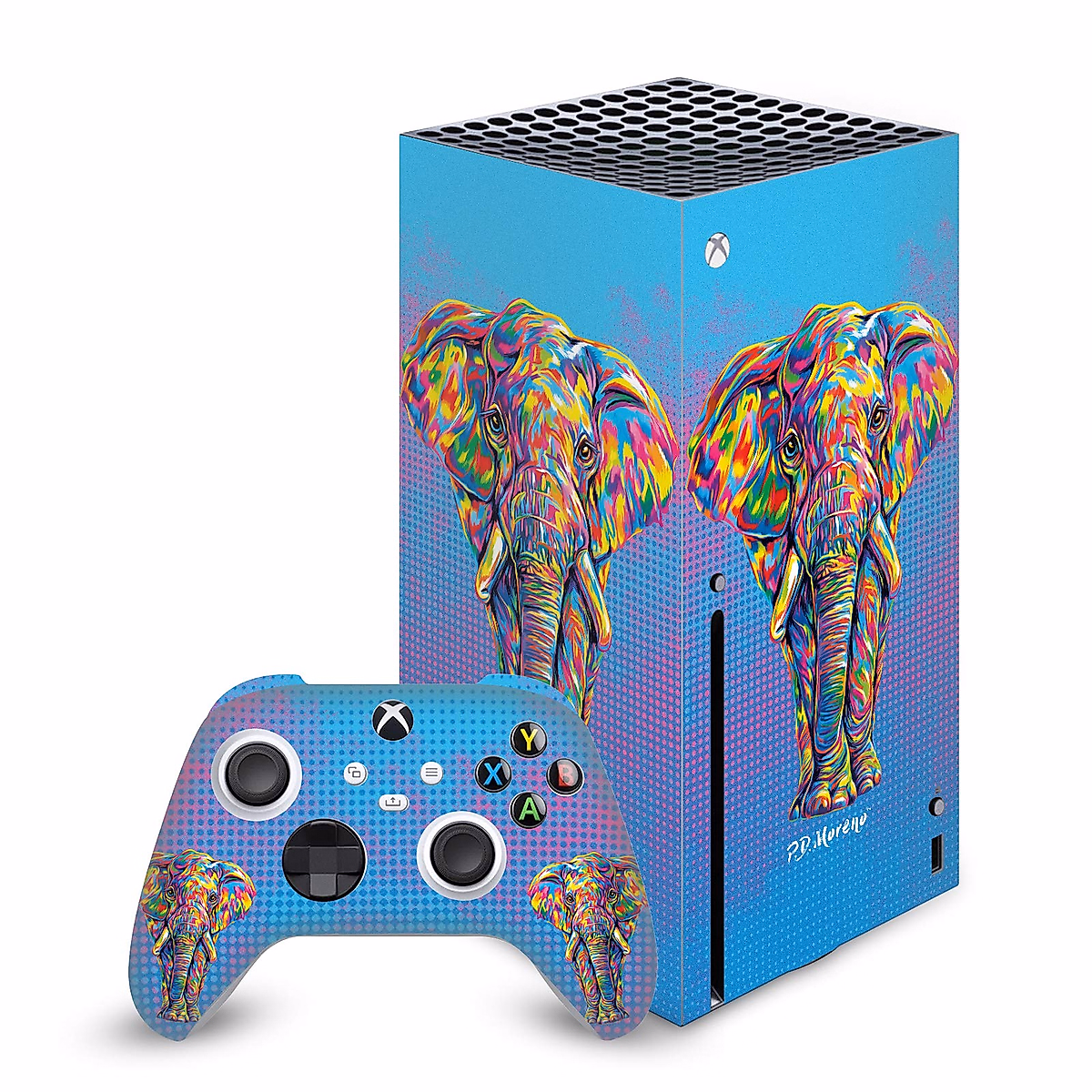 Head Case Designs Officially Licensed P.D. Moreno Elephant Animals II Vinyl Sticker Gaming Skin Decal Cover Compatible With Xbox Series X Console and Controller Bundle