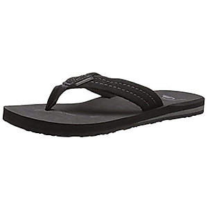 Quiksilver Men's Carver Suede 3 Point Flip Flop Athletic Sandal, Solid Black, 11 M US