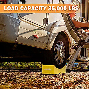 Cainozo RV Leveling Blocks Camper Leveler 2 Pack with Carrying Bag,Leveler Chocks Precise Camper Leveling Includes Two Curved Levelers,Two Rubber Grip Mats,Two Chocks,and A Carrying Bag Yellow