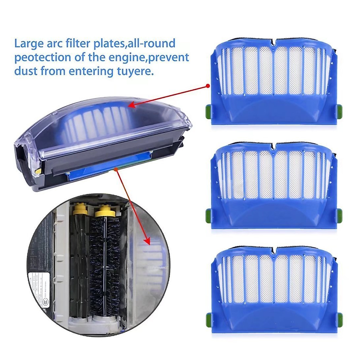 ANBOO Replacement Parts for iRobot Roomba 600 Series 694 692 690 680 660 665 651 650 614 & 500 Series 595 585 564,Filter,Side Brush,Pairs Bristle Flexible Beater Brush