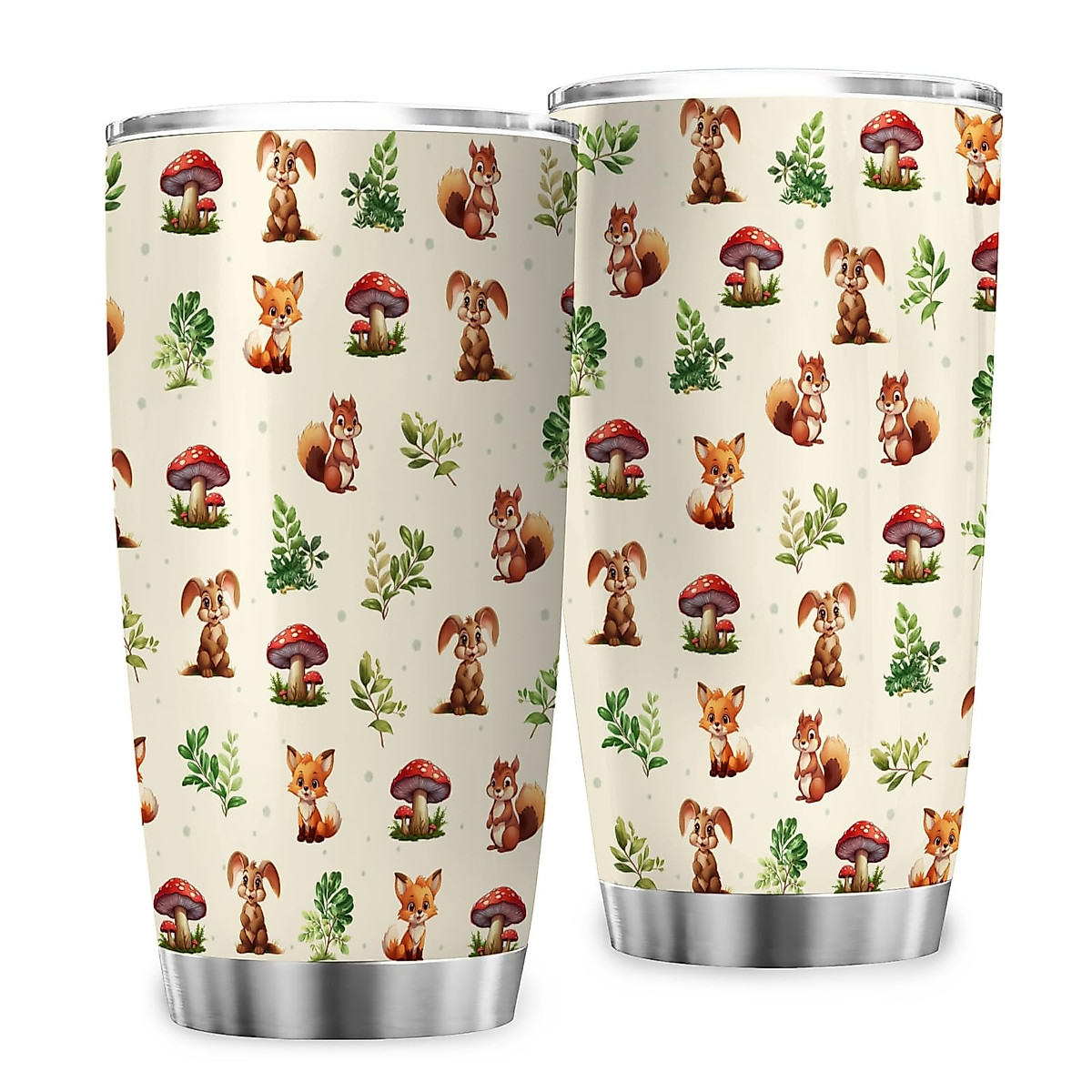 Forest Animal Fox Squirrel Rabbit Insulated Travel Tumblers,Stainless Steel Vacuum Insulated Tumblers,20oz Tumbler with Lid,Travel Coffee Mug for Home Office Outdoor Ice Drinks and Hot Beverage