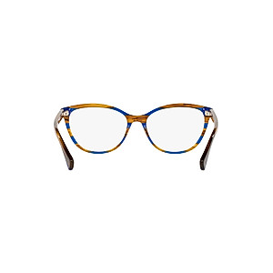 Ralph by Ralph Lauren Women's RA7134 Cat Eye Prescription Eyewear Frames, Striped Brown Blue/Demo Lens, 54 mm