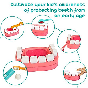 Wooden Dentist Kit for Kids, 41 Pieces Toy Medical Kit with Stethoscope & Medical Storage Bag, Montessori Pretend Doctor Kit Toys for 3 4 5 6 Years Old Boys Girls