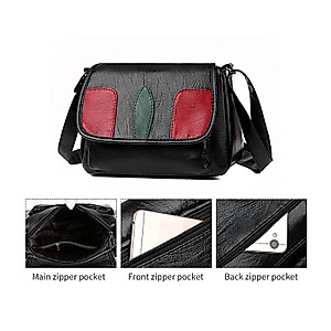 Oichy Shoulder Handbags for Women Lightweight Purses and Handbags PU Leather Crossbody Bags Fashion Messenger Bags (Black)