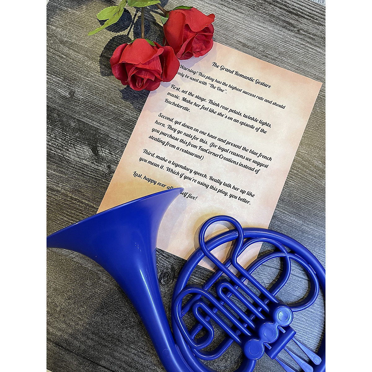 Blue French Horn/HIMYM/Prop Replica/Proposal Prop/Pop Culture Reference (16 in Wall Hanging)