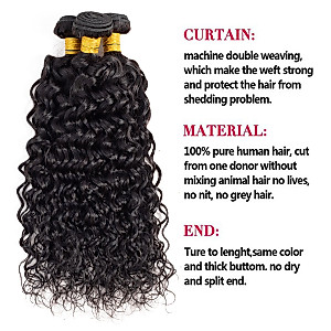 Water Wave Bundles 10 12 14 inch Brazilian Wet and Wavy Human Hair Weave Bundles Water Curly Hair 3 Bundles 1B# color