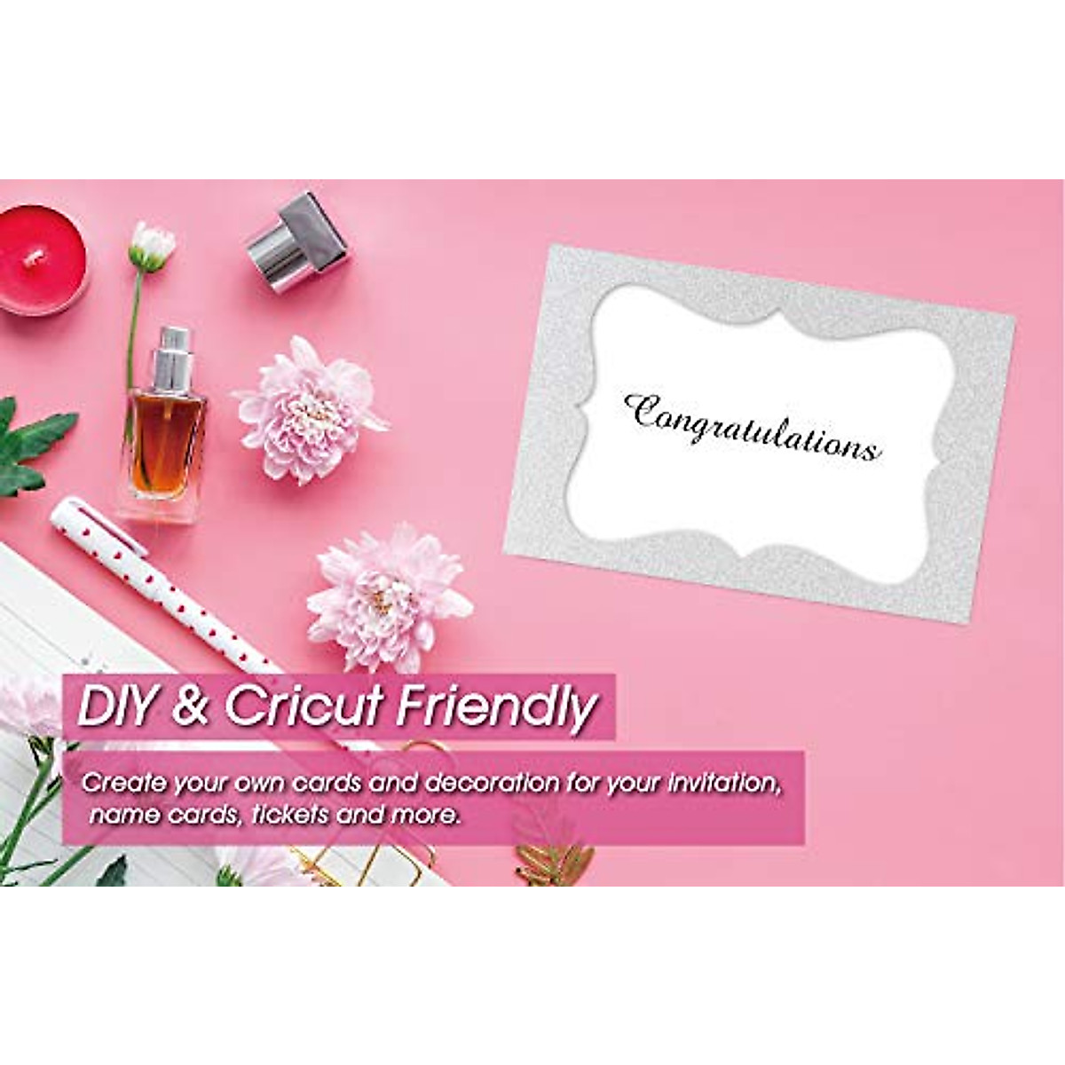 Silver Glitter Cardstock - 30-Pack Glitter Paper for DIY Craft Projects, Birthday Party Decorations, Scrapbook, Double-Sided, 110 lb Cover Stock, 8 x 12 inches